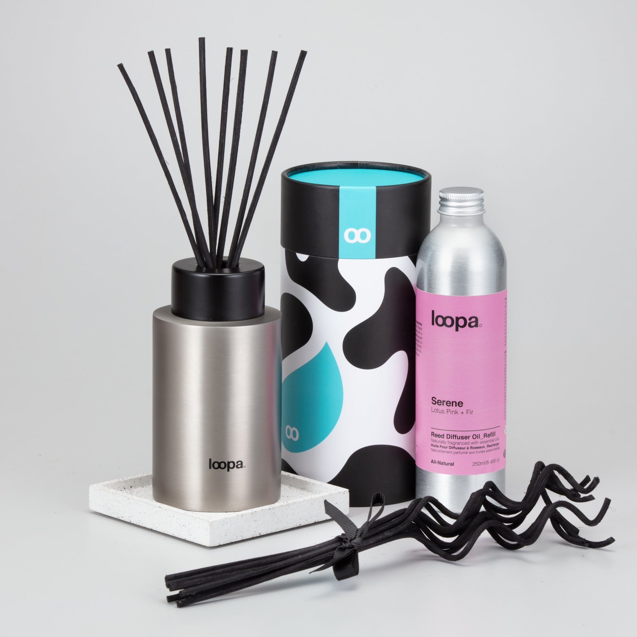 Reed Diffuser Starter Set, 250ml, Lotus Pink + Fir (Serene) – loopa